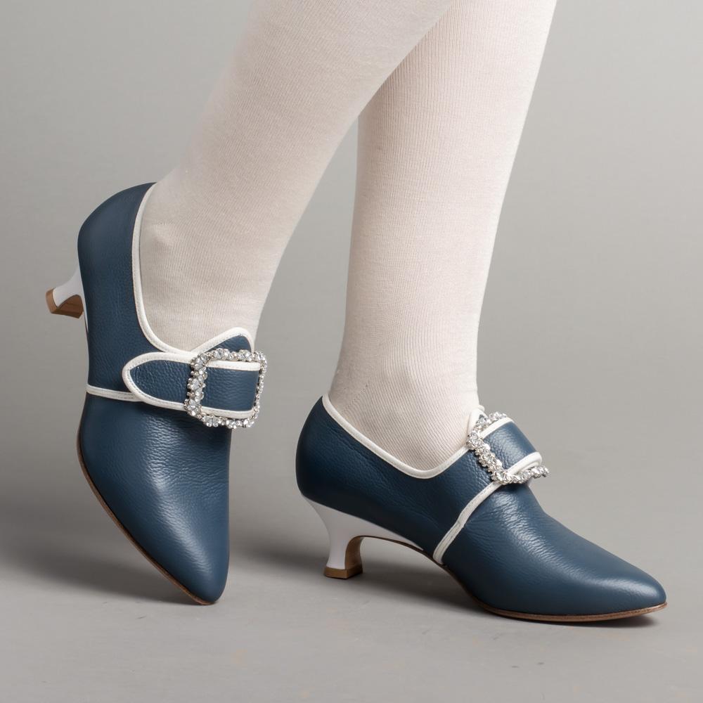 Dunmore 18th Century Shoes (Blue/White) – American Duchess - Europe